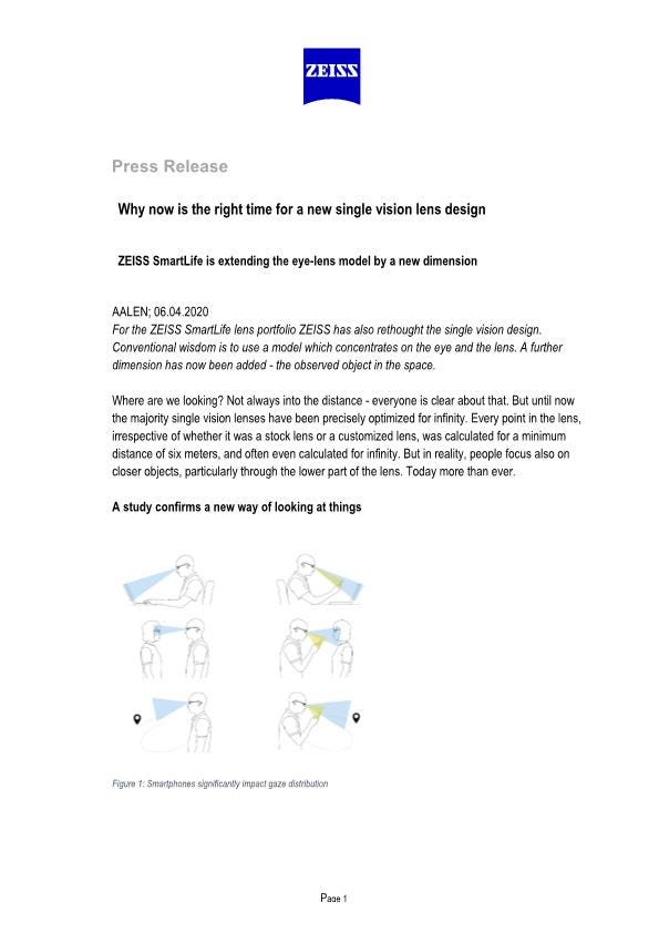 ZEISS SmartLife Single Vision lens design